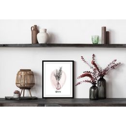 OTTO home Bild mit Rahmen &raquo;Pampasgras - Gerahmter Digitaldruck - Wandbild&laquo; 1 Stk. tlg. Holzrahmen - Dekoration rot Acrylglas, Holz B/H/T: 40cm x 50cm,