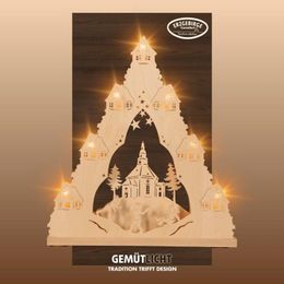 Weigla LED Schwibbogen &raquo;Seiffener Kirche, Lichterspitze aus Holz, NATUR, Made in Germany&laquo; 1 Stk. Erzgebirge garantiert, Weihnachtsdeko Innen, 