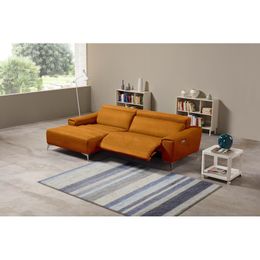 Egoitaliano Ecksofa &raquo;Suzette, Designsofa mit hohem Sitzkomfort&laquo; mit Recamiere, inkl. 1 elektronischen Relaxfunktion, L-Form braun Luxus-Micofaser Lederoptik (100%