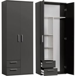 Procontour Mehrzweckschrank &raquo;Schrank Clara&laquo; H&ouml;he 167cm mit variabel verstellbaren Einlegeb&ouml;den grau B/H/T: 64cm x 167cm x 34cm, Schubladen: 2 Stk. T&uuml;ren: 2 Stk.