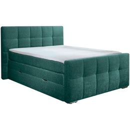 Home Affaire Boxspringbett &raquo;Ros&agrave;&laquo; H3/H3, H3/H4, H4/H4 m&ouml;glich gr&uuml;n Chenille, Liegefl&auml;che B/L: 160cm x 200cm, Gewicht bis: 140 kg + 110 kg H3 + H4, 