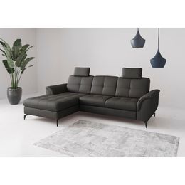 Sit & More sit&more Ecksofa &raquo;Zora&laquo; B/H/T: 262cm x 92cm x 164cm, NaturLEDER , Recamiere links,mit Bett,mit Bettkasten,R&uuml;cken Spannstoff