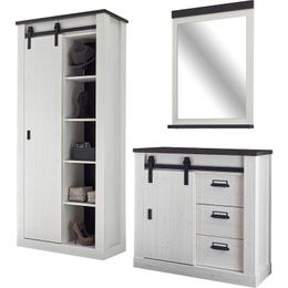 Home Affaire Garderoben-Set &raquo;Sherwood, Garderobe im Industrial-Style, Komplettset mit viel Stauraum&laquo; 3 Stk. tlg. wei&szlig; B/H/T: 206cmcm x 201cmcm x 