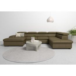 OTTO home Wohnlandschaft &raquo;Alberto U-Form&laquo; mit Kopfteilverstellung, wahlweise mit Schlaffunktion gr&uuml;n Luxus-Microfaser in Lederoptik (100% Polyester);