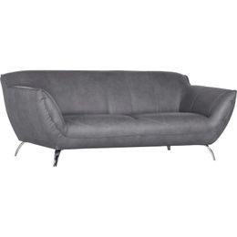 GUTMANN FACTORY 2-Sitzer &raquo;Venezuela&laquo; grau Leder B/H/T: 205cm x 83cm x 100cm, Semi-Anilin-Leder