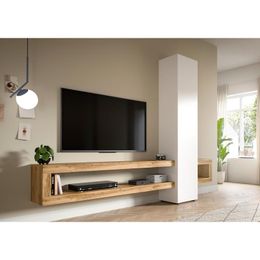 Home Affaire Wohnwand &raquo;Zolder, Breite 240 cm, push-to-open, 1 T&uuml;r, 3 Einlegeb&ouml;den,&laquo; 2 Stk. tlg. wei&szlig; Holzwerkstoff B/H/T: 240cmcm x 190cmcm x 35cmcm