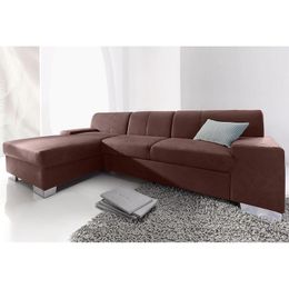 DOMO collection Ecksofa &raquo;Star, zeitlose Formensprache, elegante Optik, Breite 248cm, L-Form&laquo; wahlweise mit Bettfunktion, OTTOs Choice braun Softlux -