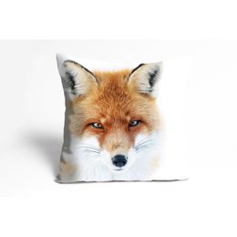 queence Dekokissen &raquo;Joleen&laquo; Kissenh&uuml;lle,Fuchskopf,Fuchs,Tiermotiv,Waldtier,Gezeichnet,Naturmotiv rot Polyester B/L: 40cm x 40cm, 1 Stk.
