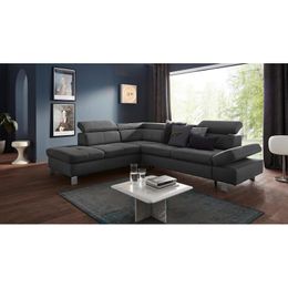 exxpo - sofa fashion Ecksofa &raquo;Fiji, L-Form&laquo; mit Kopf- bzw. R&uuml;ckenverstellung, wahlweise mit Bettfunktion grau Luxus-Kunstleder;Webstoff (100% 