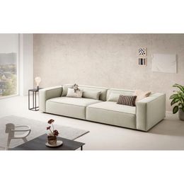 LeGer Home by Lena Gercke 3-Sitzer &raquo;PIARA XXL Struktur u. Leinenoptik, Sofa mit Kedernaht&laquo; schwarze F&uuml;&szlig;e, bequemer Sitzkomfort, extra tiefe Sitzfl&auml;che