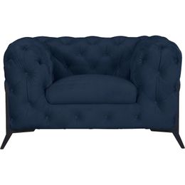 Home Affaire Chesterfield-Sessel &raquo;Amaury Sessel&laquo; aufw&auml;ndige Knopfheftung, moderne Chesterfield Optik, Fu&szlig;farbe w&auml;hlbar blau Struktur (100% Polyester9;