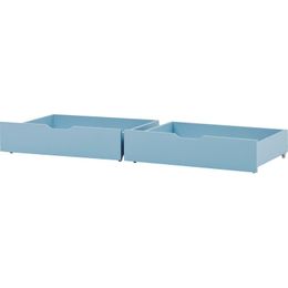 Hoppekids Bettschubkasten &raquo;ECO Comfort&laquo; 2 Stk. tlg. auf Rollen in verschiedenen Farben erh&auml;ltlich 2 St. blau MDF, Massivholz B/H/T: 153cm x 19cm x 60cm, 2 