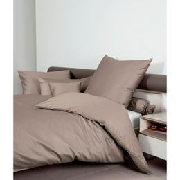Janine Bettw&auml;sche &raquo;Colors&laquo; 2 Stk. feinf&auml;dige uni Bettw&auml;sche f&uuml;r alle Jahreszeiten, Markenrei&szlig;verschluss braun Mako-Satin, Obermaterial: 100% Baumwolle B/L: 