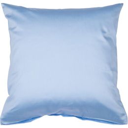 Janine Kissenbezug &raquo;Colors Mako Satin&laquo; mit Rei&szlig;verschluss, uni Kissenh&uuml;lle, feinf&auml;dig, 100% Baumwolle blau Mako-Satin, Obermaterial: 100% Baumwolle B/L: 50cm