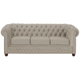 Home Affaire Chesterfield-Sofa &raquo;New Castle&laquo; mit hochwertiger Knopfheftung in Chesterfield-Design, B/T/H: 203/86/72 beige B/H/T: 203cm x 72cm x 86cm, 