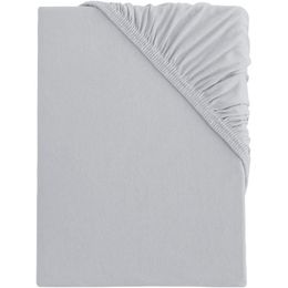 s.Oliver Spannbettlaken &raquo;TABEA, 100% Baumwolle, 145 g/m&sup2;&laquo; Bettlaken f&uuml;r Matratzen bis 25 cm H&ouml;he, perfekter Sitz, b&uuml;gelfrei grau Jersey, Obermaterial: