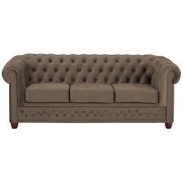 Home Affaire Chesterfield-Sofa &raquo;New Castle&laquo; mit hochwertiger Knopfheftung in Chesterfield-Design, B/T/H: 203/86/72 grau B/H/T: 203cm x 72cm x 86cm, 