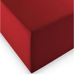 Fleuresse Spannbettlaken &raquo;Comfort XL&laquo; Mako-Jersey, f&uuml;r Matratzen bis 40 cm H&ouml;he, Bettlaken, Spannbetttuch rot Mako-Jersey, Obermaterial: 96% Baumwolle