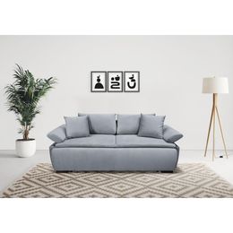 Home Affaire Schlafsofa &raquo;Romeo, B: 224 cm, Liegefl. 152x200 cm&laquo; Schlaffunktion, Bettkasten, Armteilverstellung & Zierkissen, Boxspring grau 100%