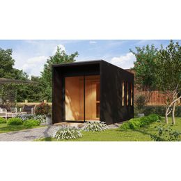 Karibu Saunahaus &raquo;Matheo&laquo; Set, verschiedene Varianten schwarz Bio-Ofen, externe Steuerung, 9 kW