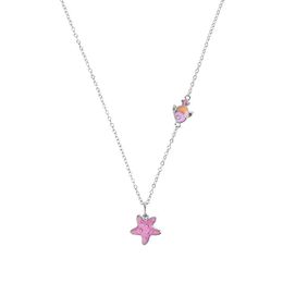 Prinzessin Lillifee Damen Kette mit Anh&auml;nger &raquo;Seestern-Motiv, Fisch-Motiv&laquo; mit Zirkonia (synth.) pink Silber 925 (Sterlingsilber), L: 38 B: 7mm