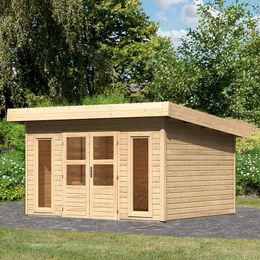 Karibu Gartenhaus &raquo;Perlsee 4&laquo; beige Holzwerkstoff ohne Fu&szlig;boden, ohne Dacheindeckung