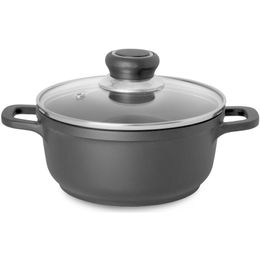 Kr&uuml;ger Fleischtopf &raquo;Aluguss Fleischtopf mit Glasdeckel DELTA&laquo; 1 Stk. tlg. Aluminiumguss schwarz &Oslash; 16cm + H&ouml;he 9cm