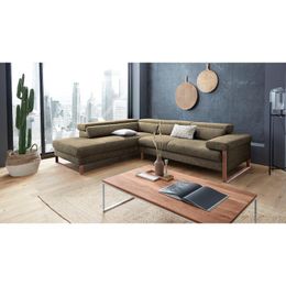 W.Schillig Ecksofa &raquo;finn, Designsofa mit tollem Sitzkomfort, bequem, L-Form&laquo; German Design Award 2016, Fu&szlig;gestell Nussbaum natur, Breite 281 cm 