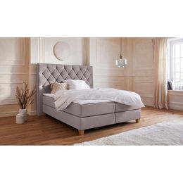 Home Affaire Boxspringbett &raquo;Harmones hoch&laquo; in 3 Breiten, H&auml;rtegrad auch im Mix mit je 1 Matratze in H2 und H3 grau Struktur (100% Polyester) Struktur,