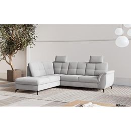 Sit & More sit&more Ecksofa &raquo;Zora&laquo; wahlweise mit Schlaffunktion und Bettkasten silber 90% Polyester 10% Polyamid B/H/T: 244cm x 92cm x 212cm, Struktur weich, 