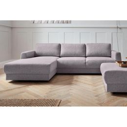 OTTO home Ecksofa &raquo;Hobro L-Form&laquo; in 3 Bezugsqualit&auml;ten in vielen Farben grau Luxus-Microfaser Lederoptik (100% Polyester);Struktur grob (100% 