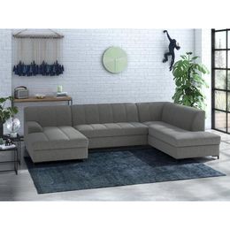 Home Affaire Wohnlandschaft &raquo;Balme, moderne Formensprache, zeitloses Design, U-Form&laquo; Inkl. Zierkissen, wahlweise mit Bettfunktion grau 95% Polyester, 