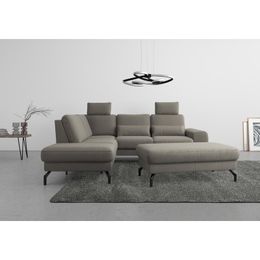 Sit & More sit&more Ecksofa &raquo;Cinturo L-Form&laquo; inklusive Sitztiefenverstellung und Federkern, Sitzh&ouml;he 48 cm braun B/H/T: 260cm x 91cm x 226cm, Luxus-Microfaser 