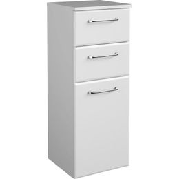 Unterschrank &raquo;Quickset Badschrank mit 1 T&uuml;r und 2 Schubladen, 35 cm breit&laquo; Badezimmer-Unterschrank inkl. T&uuml;rd&auml;mpfer, Griffe in Chrom Glanz wei&szlig; 