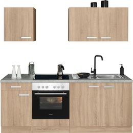Optifit K&uuml;chenzeile &raquo;Leer Breite 210 cm&laquo; mit Hanseatic-Ger&auml;ten, wahlweise mit Geschirrsp&uuml;ler beige B/H/T: 210cm x 60cm, ohne Geschirrsp&uuml;ler