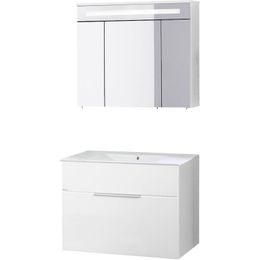 Fackelmann Waschtisch &raquo;Waschplatz-Set KARA&laquo; 3-teilig wei&szlig; wandh&auml;ngend eckig, B/H/T: 80cm x 51cm