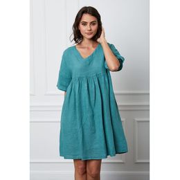 Fleur de Lin Leinen-Kleid "Etsy" in T&uuml;rkis - 70% | Gr&ouml;&szlig;e XL | Damen-kleider