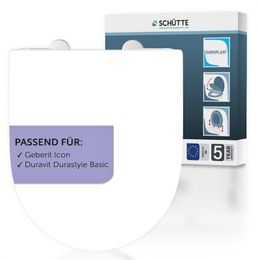 Sch&uuml;tte WC-Sitz &raquo;Duroplast, WHITE D-Form PRO 6&laquo; WC-Sitz, Befestigungsmaterial, Montageanleitung, mit Absenkautomatik und Schnellverschluss wei&szlig; Duroplast 