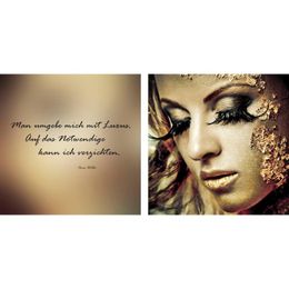 queence Leinwandbild &raquo;Reichtum&laquo; Foto Kunst Menschen Modern Schriftzug Schriftz&uuml;ge Spa Spa Bilder Spr&uuml;che Spr&uuml;che & Texte Set, Premium-Leinwandstoff, 