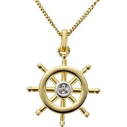 Firetti Damen Kettenanh&auml;nger &raquo;Schmuck Geschenk Gold 333 Halsschmuck Anh&auml;nger Steuerrad / Schiff&laquo; mit Diamant gold 0,01, Diamanten Gelbgold 333, 0,85 g
