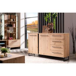 Home Affaire Sideboard &raquo;Sardinia&laquo; Kommode, Breite ca. 159 cm schwarz Holzwerkstoff B/H/T: 159cm x 92,5cm x 42cm, 4 Stk., 2 Stk.