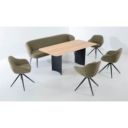 K+w Komfort & Wohnen K+W Komfort & Wohnen Essgruppe &raquo;ZOOM&laquo; abgerundete Essgruppe mit Solobank, 4 Sesseln und 1 Tisch gr&uuml;n Flachgewebe Q2 2250