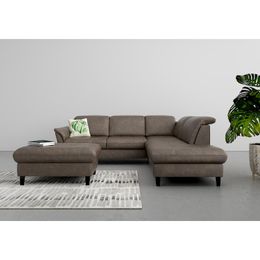 Sit & More sit&more Ecksofa &raquo;Maggiore L-Form&laquo; wahlweise mit Kopfteilverstellung, Schlaffunktion und Stauraum braun 100% Polyester B/H/T: 261cm x 88cm x 224cm, 