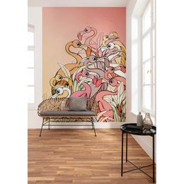 Komar Vliestapete &raquo;Digitaldruck Vlies - Flamingos and Lillys - Gr&ouml;&szlig;e 200 x 280 cm&laquo; bedruckt glatt Kinderzimmer rosa Vlies B/L: 200m x 280m, Rollen: 1