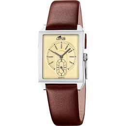 Lotus Unisex Quarzuhr &raquo;Square Series&laquo; Armbanduhr, Damenuhr, Herrenuhr, Lederarmband, analog braun Einheitsgr&ouml;&szlig;e