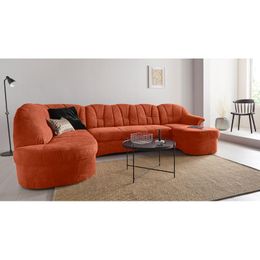 DOMO collection Wohnlandschaft &raquo;Papenburg U-Form&laquo; in gro&szlig;er Farbvielfalt, wahlweise Bettfunktion, frei im Raum stellbar orange Struktur ( 90% 