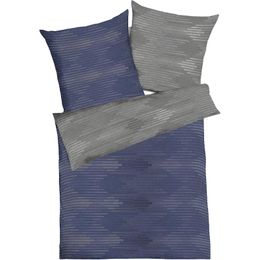 Kaeppel Wendebettw&auml;sche &raquo;Ikat&laquo; 2 Stk. angenehm w&auml;rmend blau Feinbiber, Obermaterial: 100% Baumwolle B/L: 135cm x 200cm, 1 Stk., 1 Stk., Feinbiber, B/L: 80cm x
