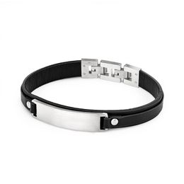 Fynch-Hatton Herren Fynch-Hatton Lederarmband &raquo;Schmuck Geschenk Armband Leather meets Metal&laquo; schwarz 19cm, Edelstahl Leder