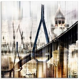 Artland Glasbild &raquo;Hamburg Skyline Collage III&laquo; Deutschland 1 Stk. tlg. in verschiedenen Gr&ouml;&szlig;en beige B/H/T: 50cm x 50cm, Glasbild Deutschland quadratisch, 1 