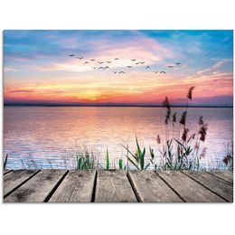 Artland Glasbild &raquo;Der See in den Farben der Wolken&laquo; Gew&auml;sser 1 Stk. tlg. in verschiedenen Gr&ouml;&szlig;en blau B/H/T: 80cm x 60cm, Glasbild Gew&auml;sser, 1 Stk.